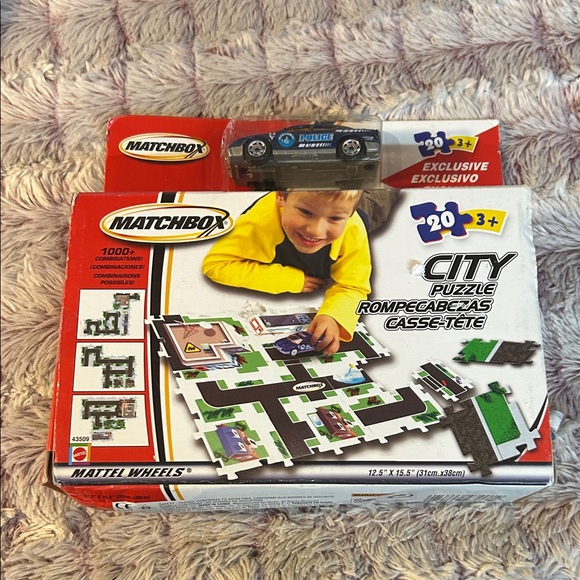 Match | Toys | Matchbox City Puzzle With Blue Police Car Matchbox Car ...